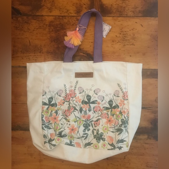 Laura Ashley | Bags | Nwt Laura Ashley Floral Canvas Tote | Poshmark